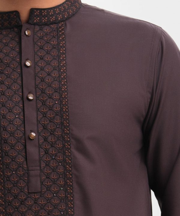 Coffee Blended Semi Fit Panjabi