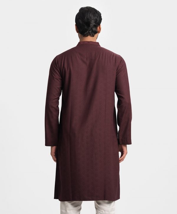 Maroon Jacquard Fitted Panjabi